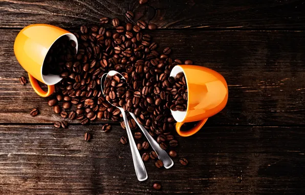 Download wallpaper background, Board, coffee, Cup, yellow, grain, spoon ...