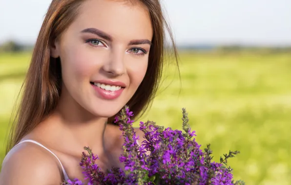 Wallpaper Girl Flowers Portrait Bouquet For Mobile And Desktop