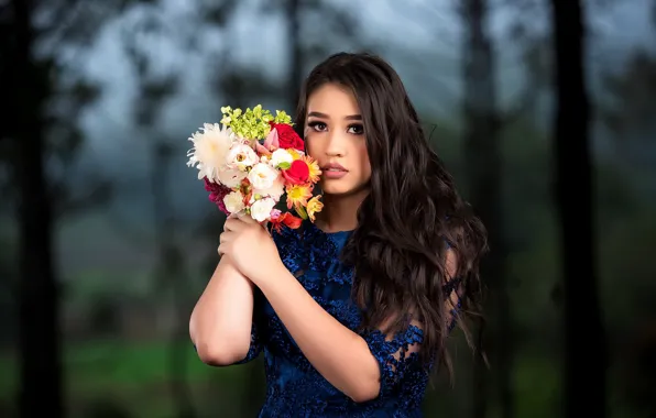 Wallpaper girl, flowers, portrait, Martha for mobile and desktop ...