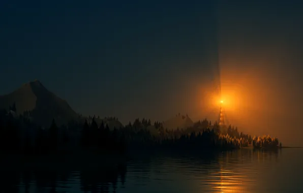 Wallpaper Lighthouse, Beam, By mentat3d, mentat3d, Beam Of Light From ...