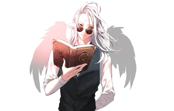 Wallpaper angel, book, guy for mobile and desktop, section арт ...