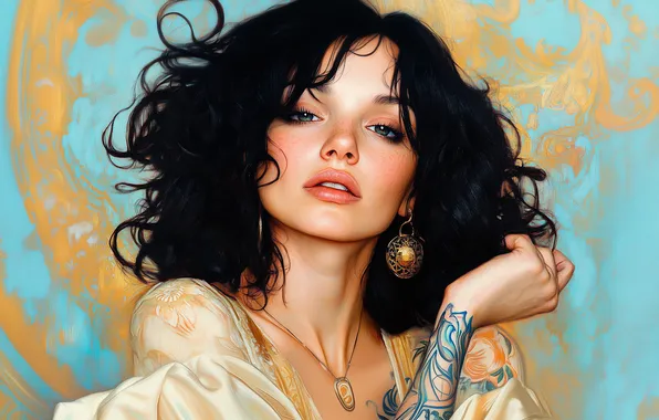 Wallpaper look, girl, face, pose, AI art, neural network for mobile and ...