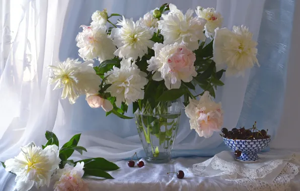 Wallpaper bouquet, cherry, peonies for mobile and desktop, section ...