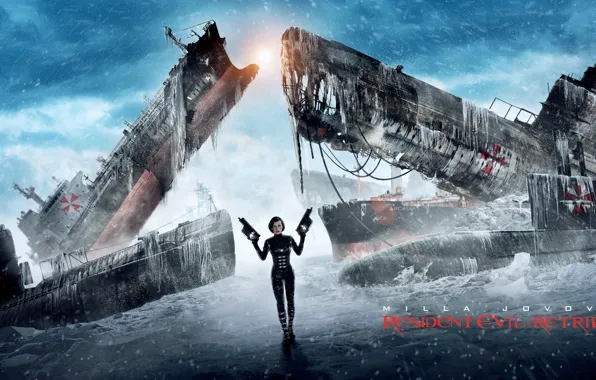 Wallpaper winter, girl, snow, weapons, ships, Resident evil, Resident ...
