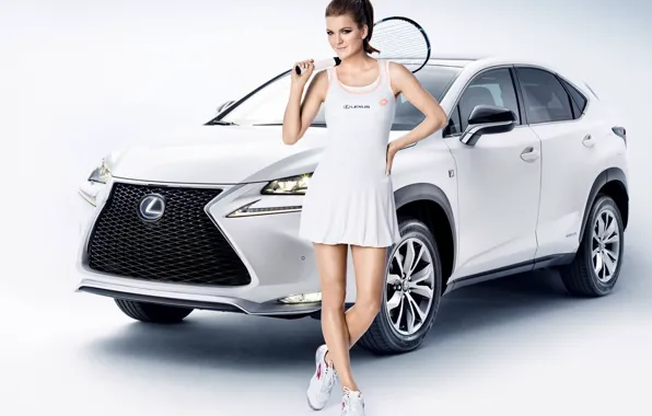 Wallpaper look, Girls, beautiful girl, white car, Lexus NX, posing on ...