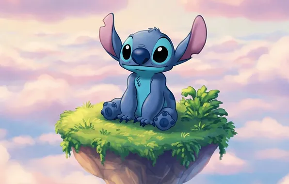 Wallpaper clouds, alien, character, island, alien, character, Stitch ...