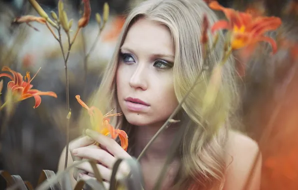 Wallpaper Girl Flowers Background For Mobile And Desktop Section