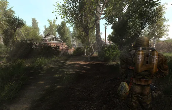 Wallpaper trees, weapons, village, the ruins, Stalker, weapons, S.T.A.L ...