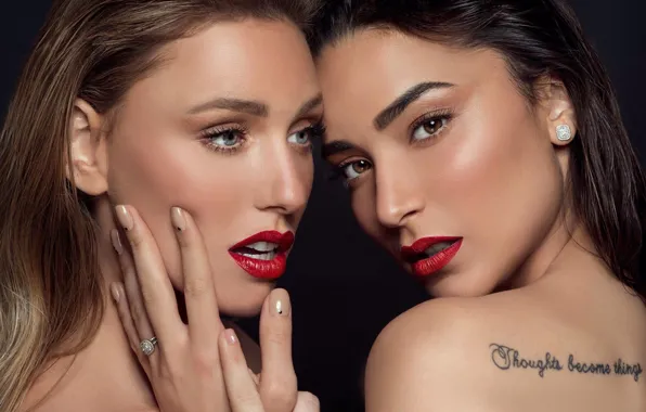 Download wallpaper look, style, hand, makeup, tattoo, face, two girls ...