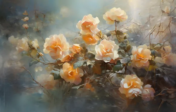 Wallpaper flowers, roses, AI art, neural network for mobile and desktop ...