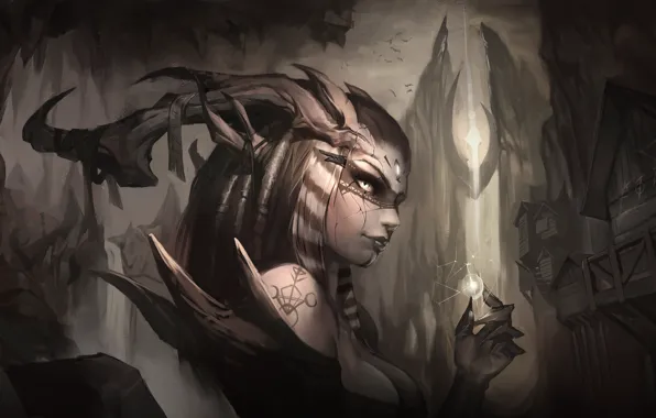 Wallpaper look, magic, fantasy, art, horns, demoness for mobile and ...