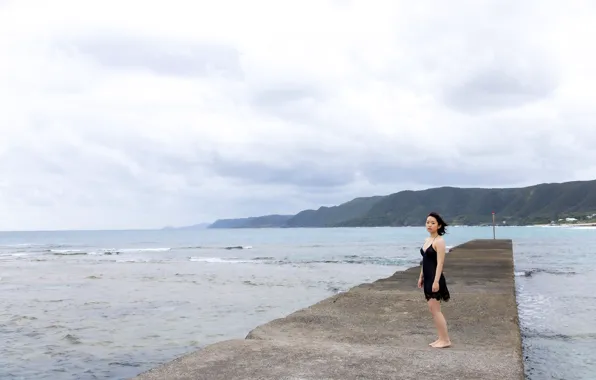 Wallpaper beach, woman, model, pretty, japanese, Long Shot, Yura Kano ...