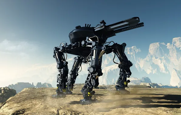 Download wallpaper machine, mountains, weapons, Sudden Death, rail twin ...