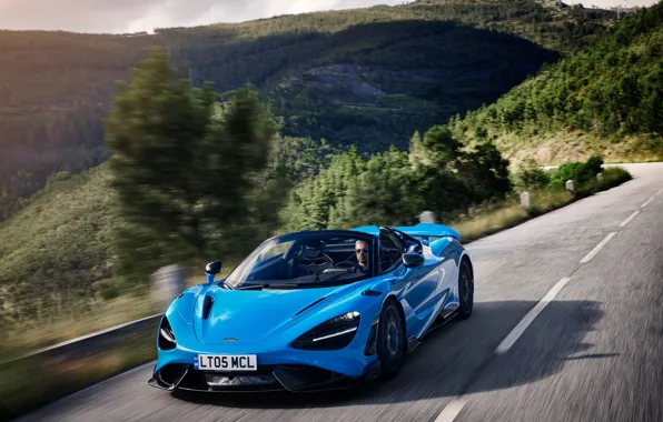 Wallpaper McLaren, supercar, road, blue, 765LT, McLaren 765LT Spider ...