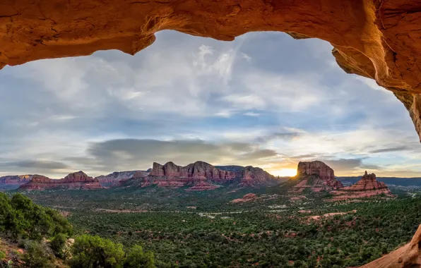 Wallpaper the sky, landscape, mountains, rock, window for mobile and ...