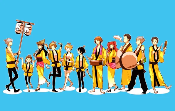 Wallpaper music, the game, anime, art, characters, blue background ...