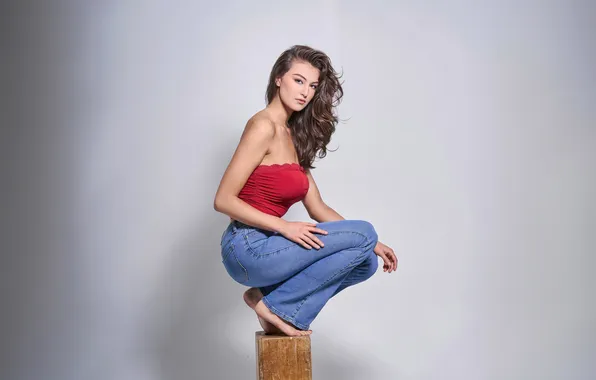 Wallpaper girl, light, pose, photo, model, jeans, figure, brunette for ...