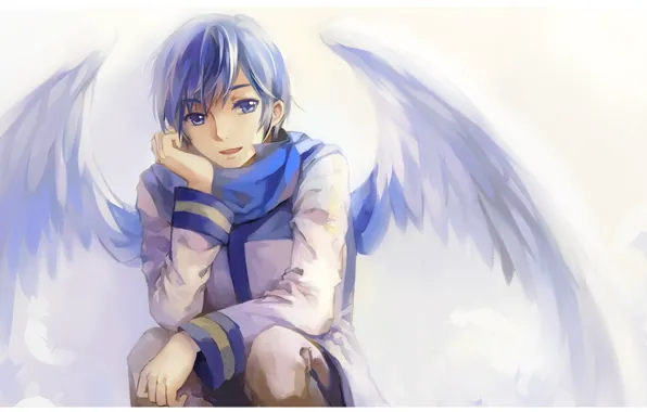 Download wallpaper wings, angel, scarf, guy, vocaloid, Vocaloid, kaito ...