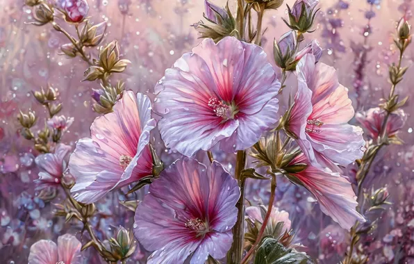 Wallpaper flowers, pink, mallow for mobile and desktop, section цветы ...
