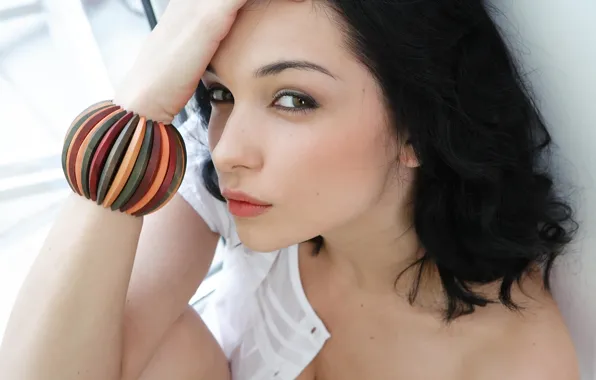 Wallpaper look, girl, brunette, bracelet, Jenya D, Katie Fey, Eugene ...