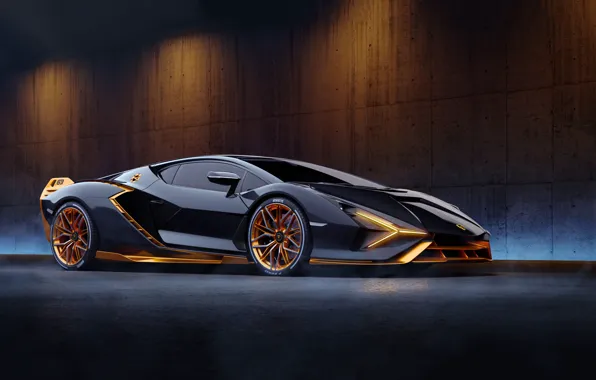 Wallpaper supercar, Lamboghini, Sian, black&gold for mobile and desktop ...