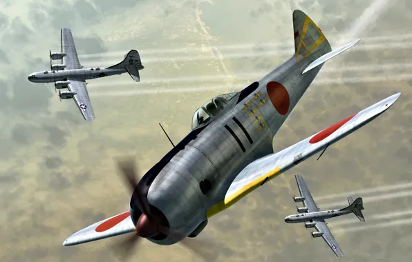 Wallpaper B-29 Superfortress, WWII, Nakajima That-44, Ki-44-II, USAAF ...