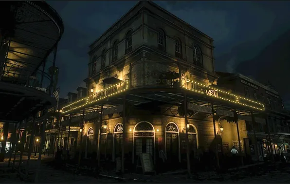 Wallpaper HDR, Lights, Night, Game, Saloon, UHD, Red Dead Redemption 2 ...