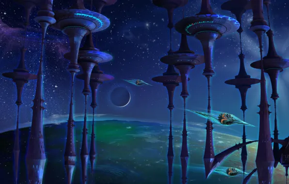 Wallpaper space, Look out Jetsons, Animated space, A whimsical piece ...