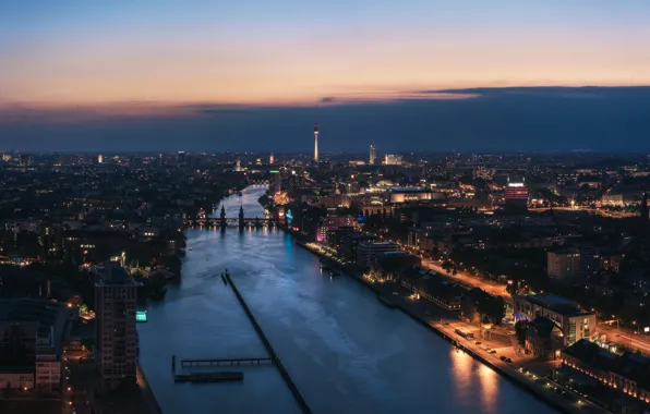 Download wallpaper tower, river, Germany, Berlin, TV tower, section ...