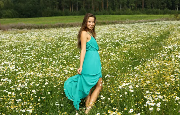 Wallpaper long hair, field, nature, model, brunette, countryside ...