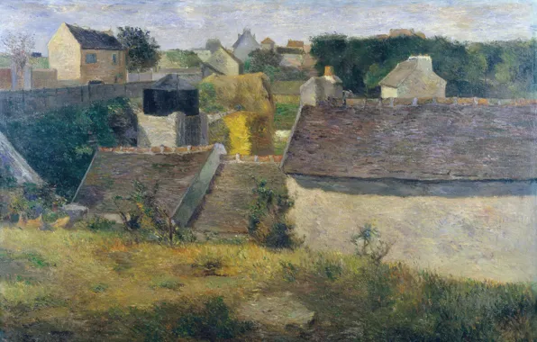 Wallpaper roof, landscape, the city, picture, Paul Gauguin, Houses at ...