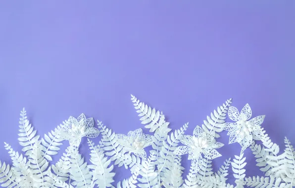 Wallpaper leaves, flowers, texture, white, fern, fishnet, lilac ...