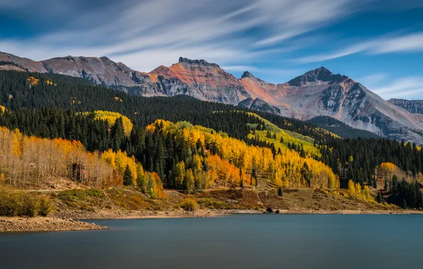Wallpaper autumn, forest, mountains, lake for mobile and desktop ...