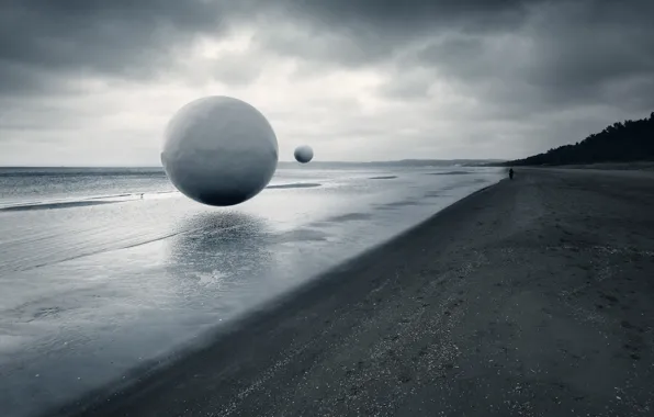 Wallpaper sea, beach, balls for mobile and desktop, section абстракции ...