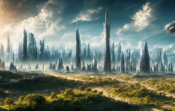 Download wallpaper city, future, art, fantastic, digital art ...