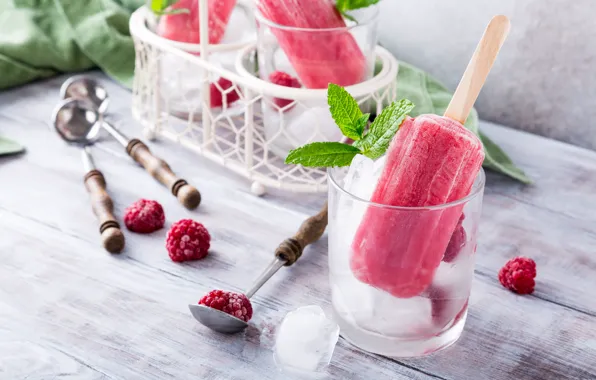 Wallpaper raspberry, ice cream, dessert, berry, Iryna Melnyk for mobile ...
