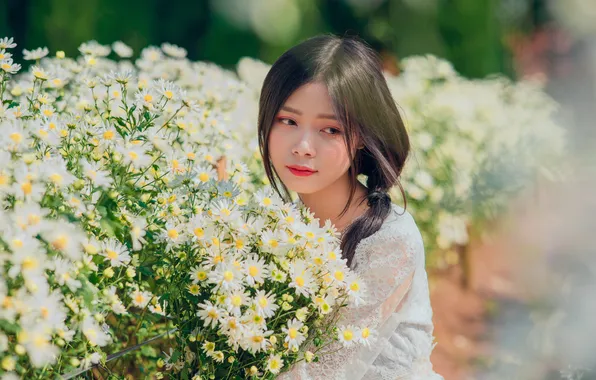 Wallpaper summer, look, girl, flowers, nature, pose, portrait, makeup ...