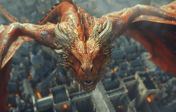 Wallpaper look, face, pose, dragon, wings, fantasy, AI art, neural ...