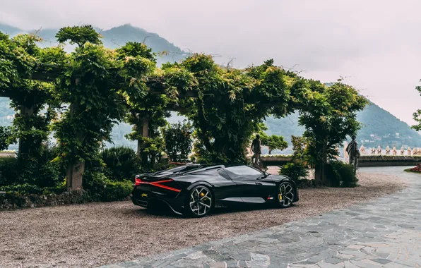 Download wallpaper Bugatti, black, exotic, hypercar, W16 Mistral ...