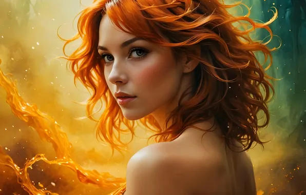 Wallpaper look, girl, pose, portrait, imitation painting, AI art ...