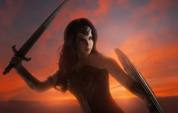 Wallpaper cinema, sword, Wonder Woman, armor, sky, movie, ken, blade ...