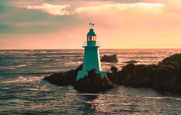 Download wallpaper sea, shore, Hells Gate Lighthouse, section ...