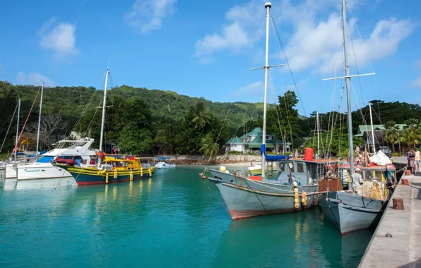 Wallpaper Marina, ships, Seychelles, port, Seychelles, The Dike for ...