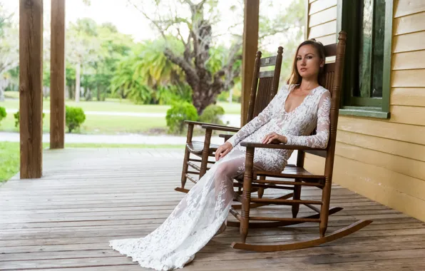 Download wallpaper look, girl, dress, rocking chair, section girls in ... Download wallpaper look, girl, dress, rocking chair, section girls in ...