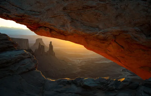 Download wallpaper USA, landscape, nature, sunset, rocks, canyon, cave ...