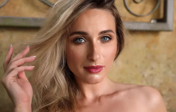 Wallpaper look, portrait, blonde, blue eyes, Cara Mell for mobile and ...