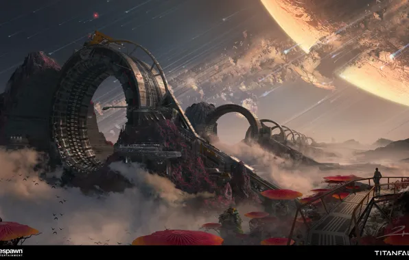 Wallpaper landscape, fiction, planet, art, titanfall 2, space warp ...