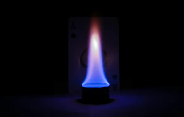 Wallpaper flame, ace, dark background, spade, blue flames, spade ace ...