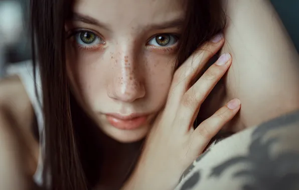Wallpaper girl, portrait, freckles, Aleks Five for mobile and desktop ...