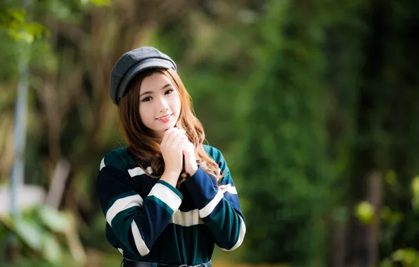 Wallpaper Look Girl Smile Hair Asian Cutie Bokeh For Mobile And